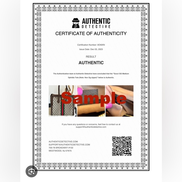 Gucci | Other | Certificate Of Authenticity | Poshmark
